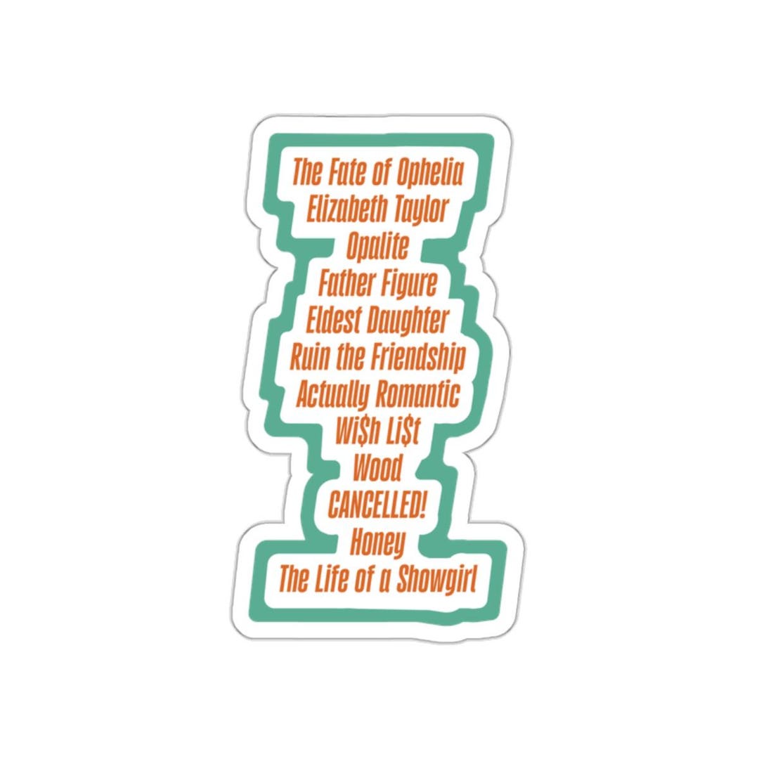 Taylor Swift the Life of a Showgirl Track List Sticker - Etsy UK