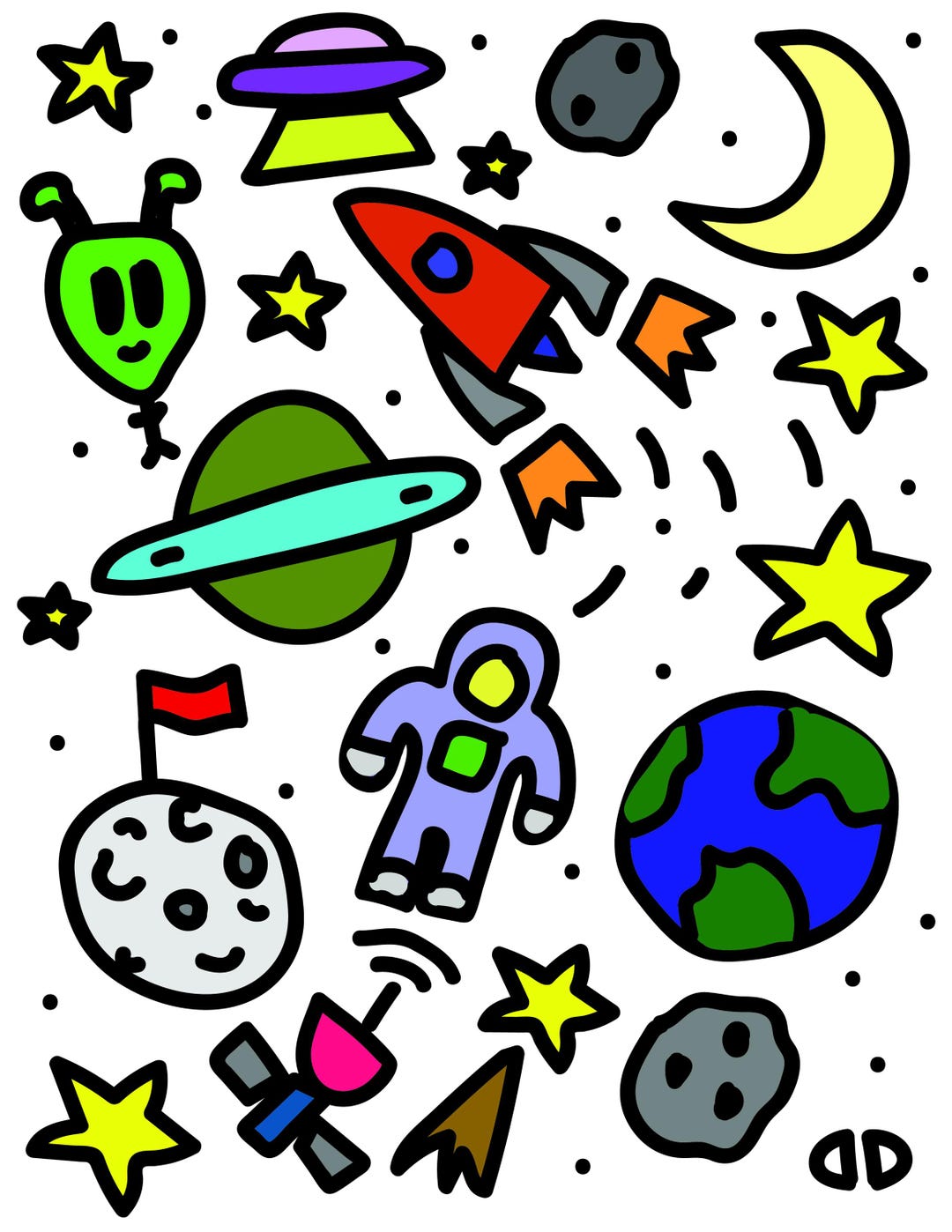 Super Space Doodle Style Downloadable Coloring Page - Etsy