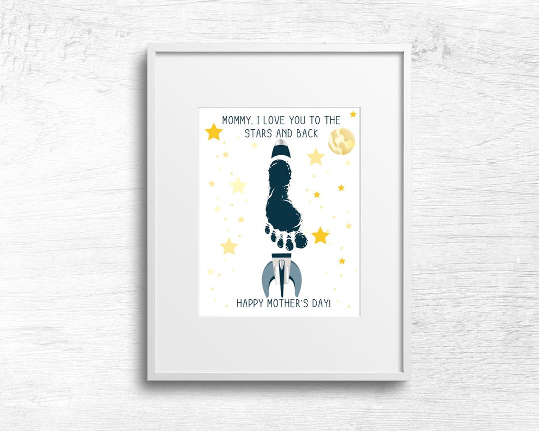Gift for Mom, Handprint Art, DIY Kids Craft, Space Footprint Craft ...