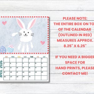 2026 12 Month Handprint Calendar, DIY Kid Toddler Baby Craft, Calendar ...