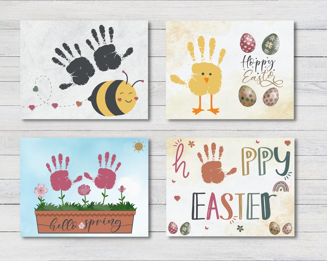 Set of 4 Easter and Spring Handprints Footprints Bundle Art Activity ...