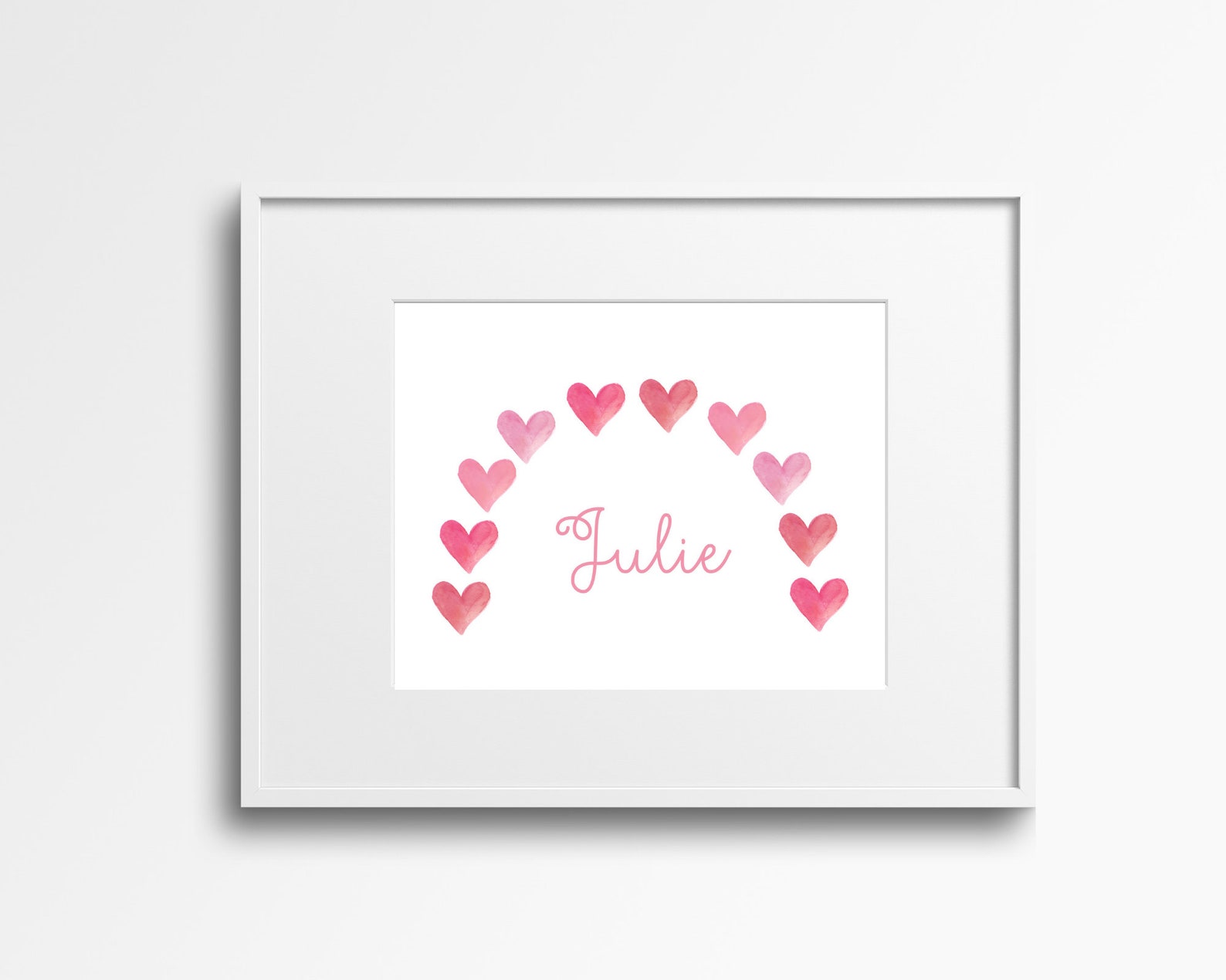 Custom Name Design Rainbow Heart Art Print | Color Options | Rainbow ...