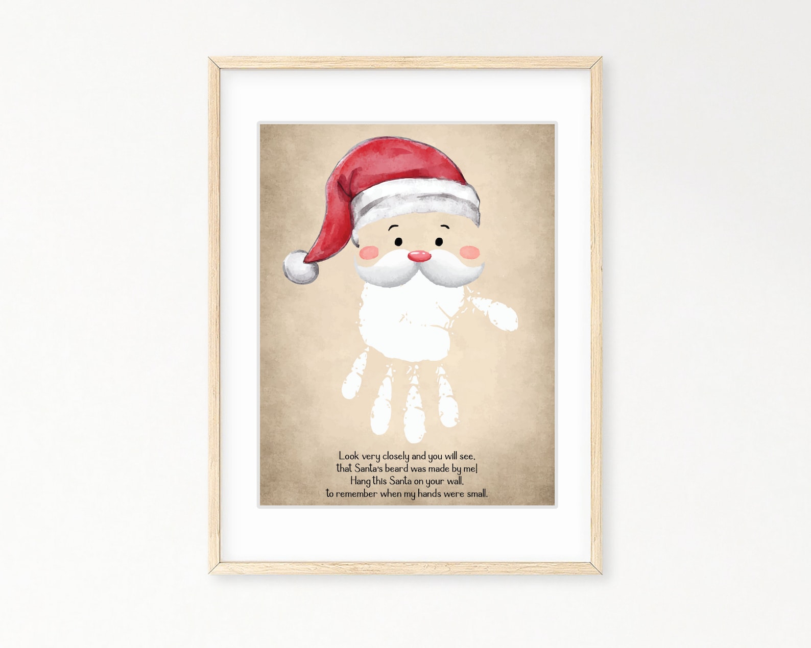 Santa Claus Handprint Art, DIY Kids Craft, Watercolor Christmas ...