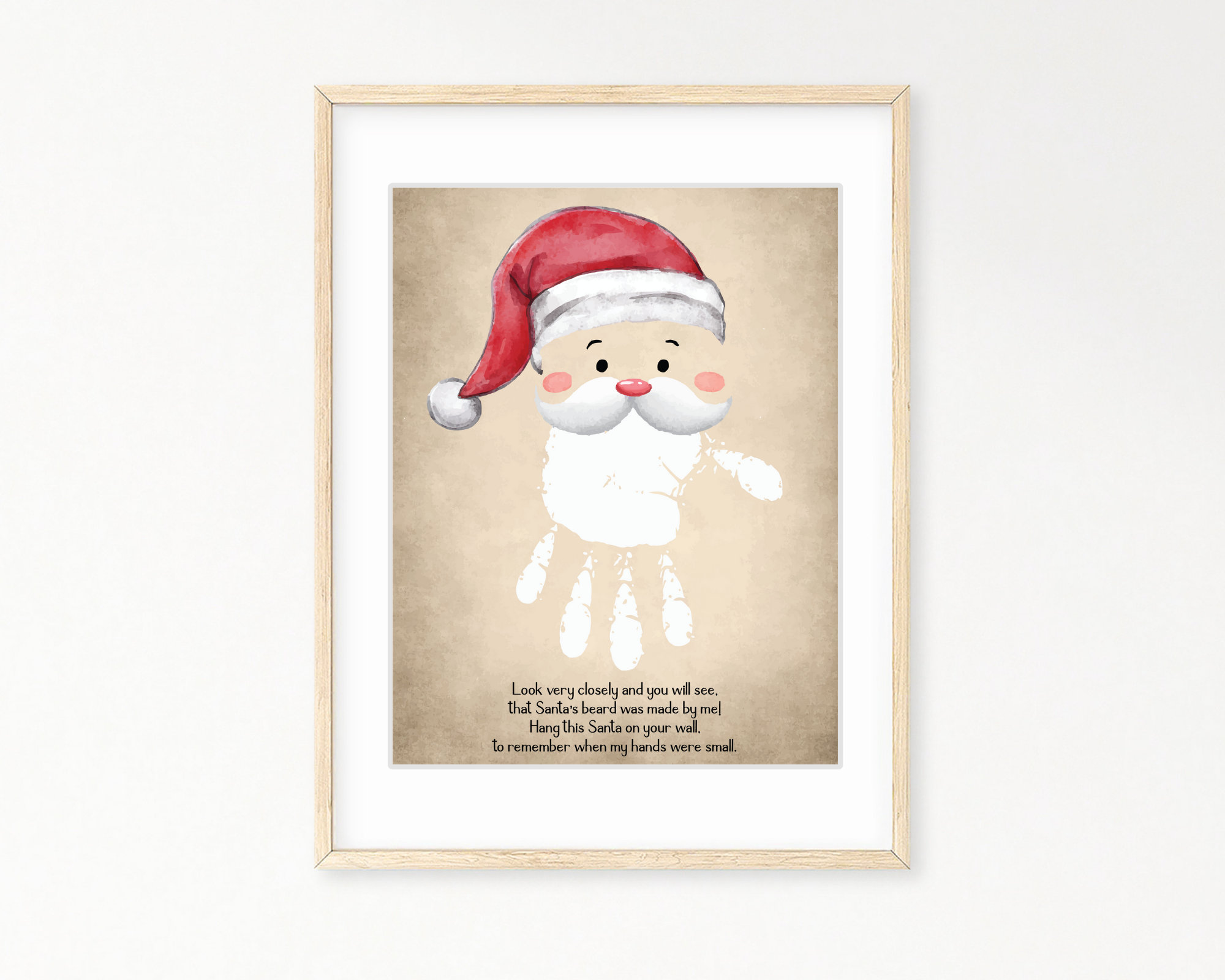 Santa Claus Handprint Art, DIY Kids Craft, Watercolor Christmas ...