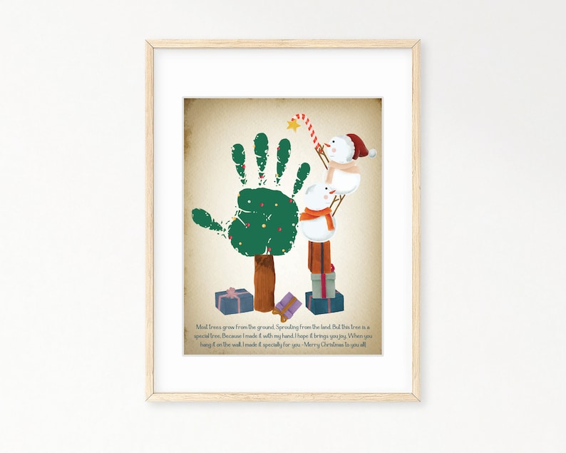 Christmas Tree Handprint Art, DIY Kids Craft, Watercolor Christmas ...