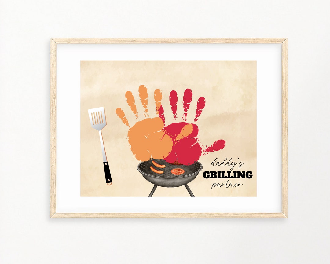 Daddy's Grilling Partner Handprint Art Activity, Diy Kid Craft ...