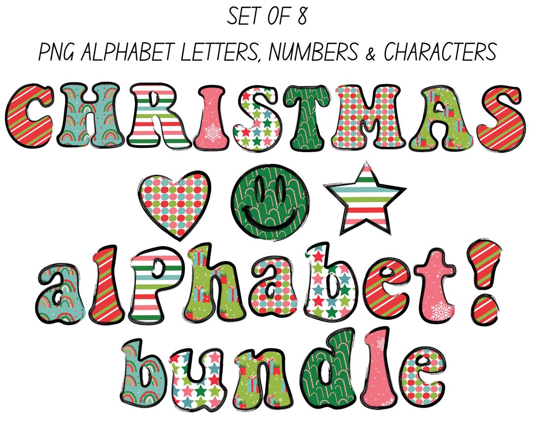 Christmas PNG Letters Bundle Pack, Holidays Printable PNG Abc's ...