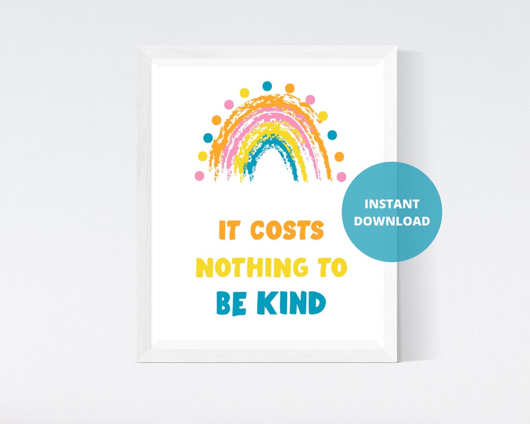 It Costs Nothing to Be Kind | Classroom Posters | Positive Affirmation ...