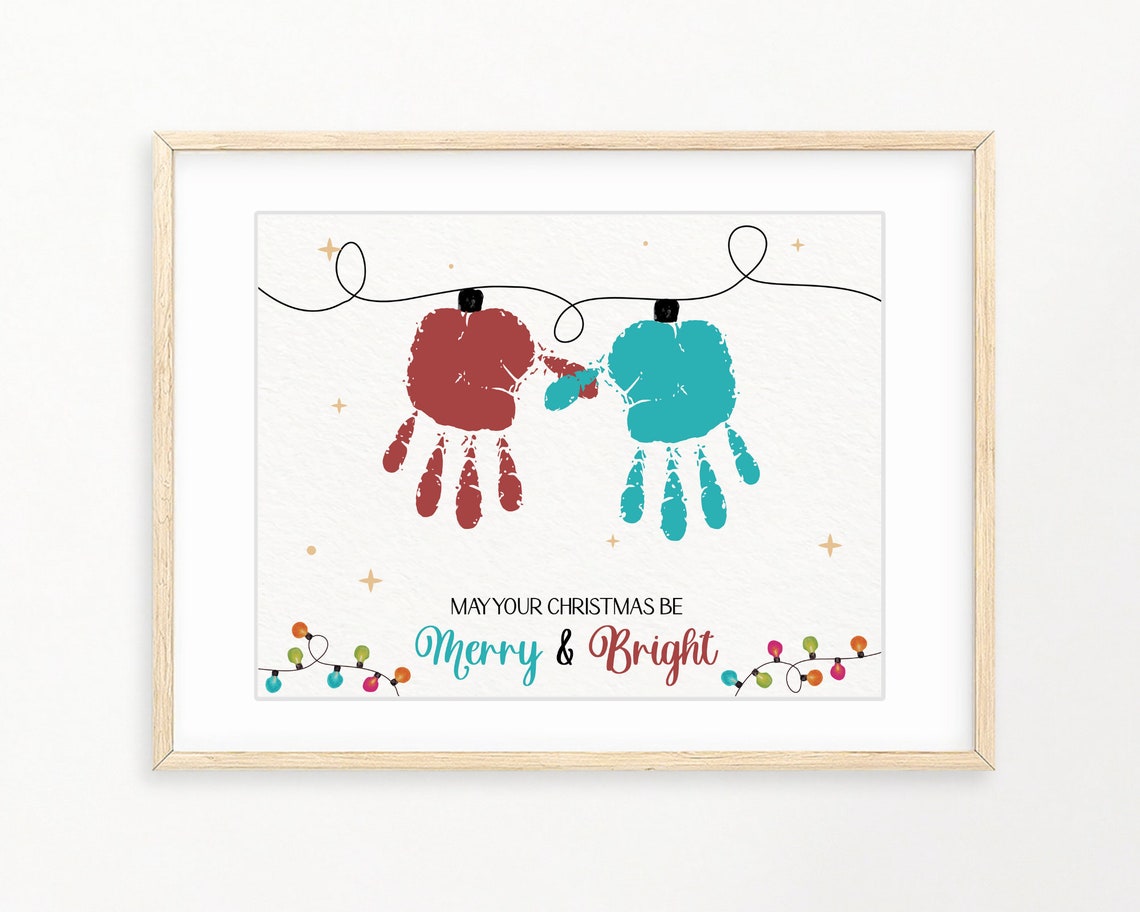 Christmas Handprint Art, DIY Kids Craft, Christmas Lights Handprint ...