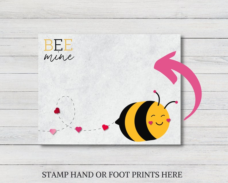 Bee Mine Valentine's Day Handprint Art, DIY Kids Craft, Handprint ...