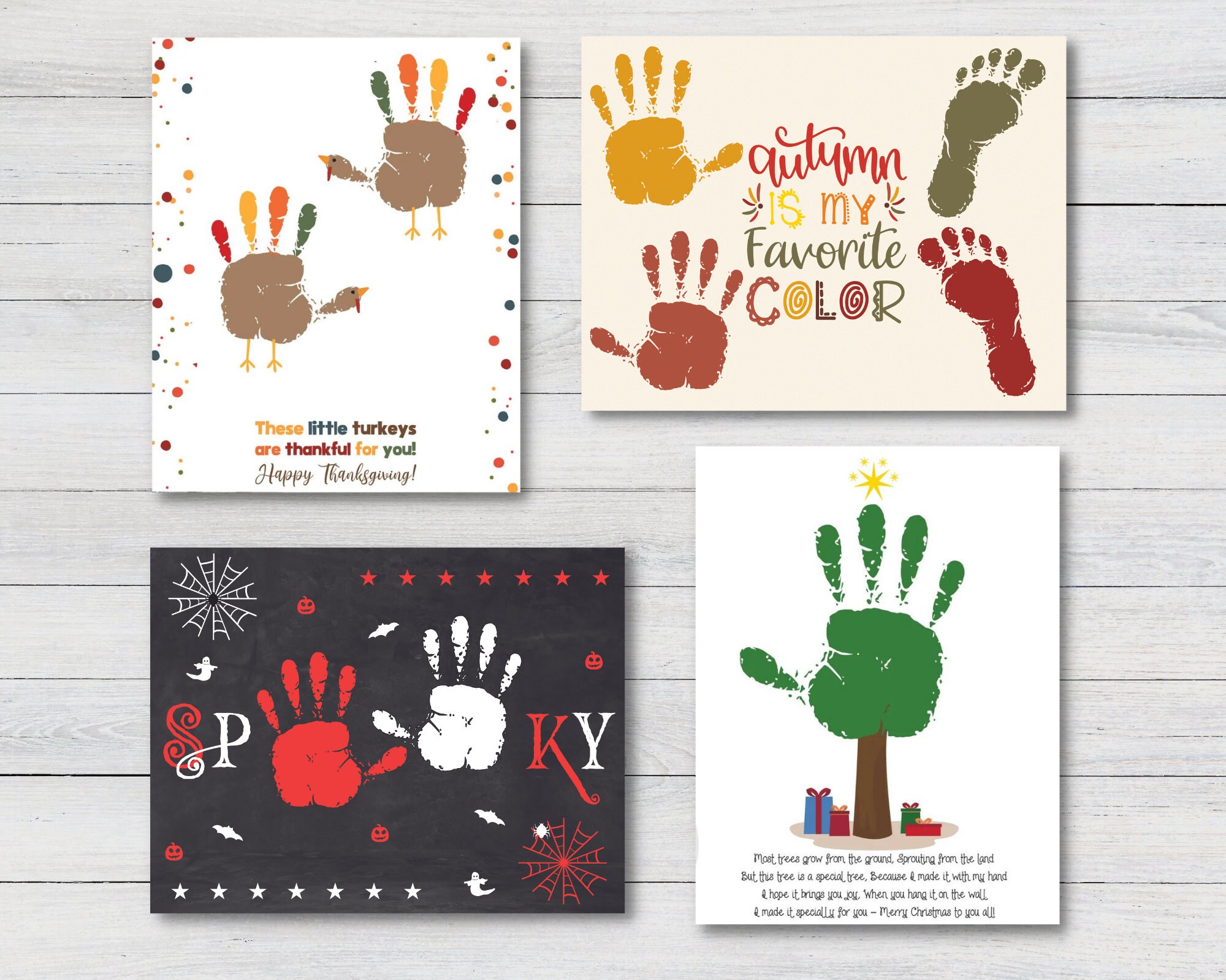 4 Holiday Bundle Handprints Footprints Fall Handprint - Etsy