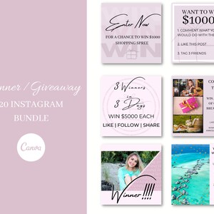 20 Instagram Posts | Giveaway/winner Templates Bundle | Instagram Feed ...