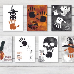 Set of 7 Halloween Bundle Handprints Footprints, Baby Toddler Kids ...