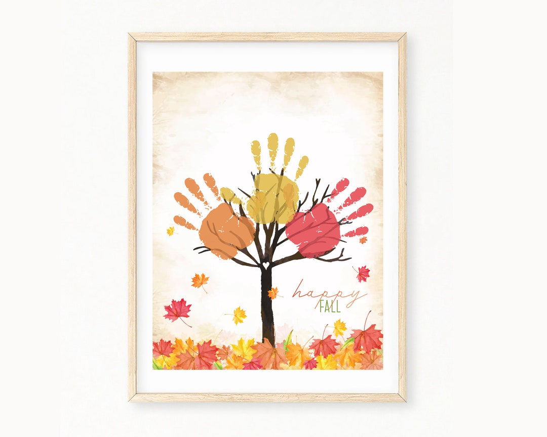 Happy Fall Leaves Handprint Art, Baby Toddler Kid Art Craft, DIY Fall ...