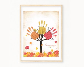 Fall Handprint Craft Printable, Fall Tree Handprint Activity, Kids Fall ...