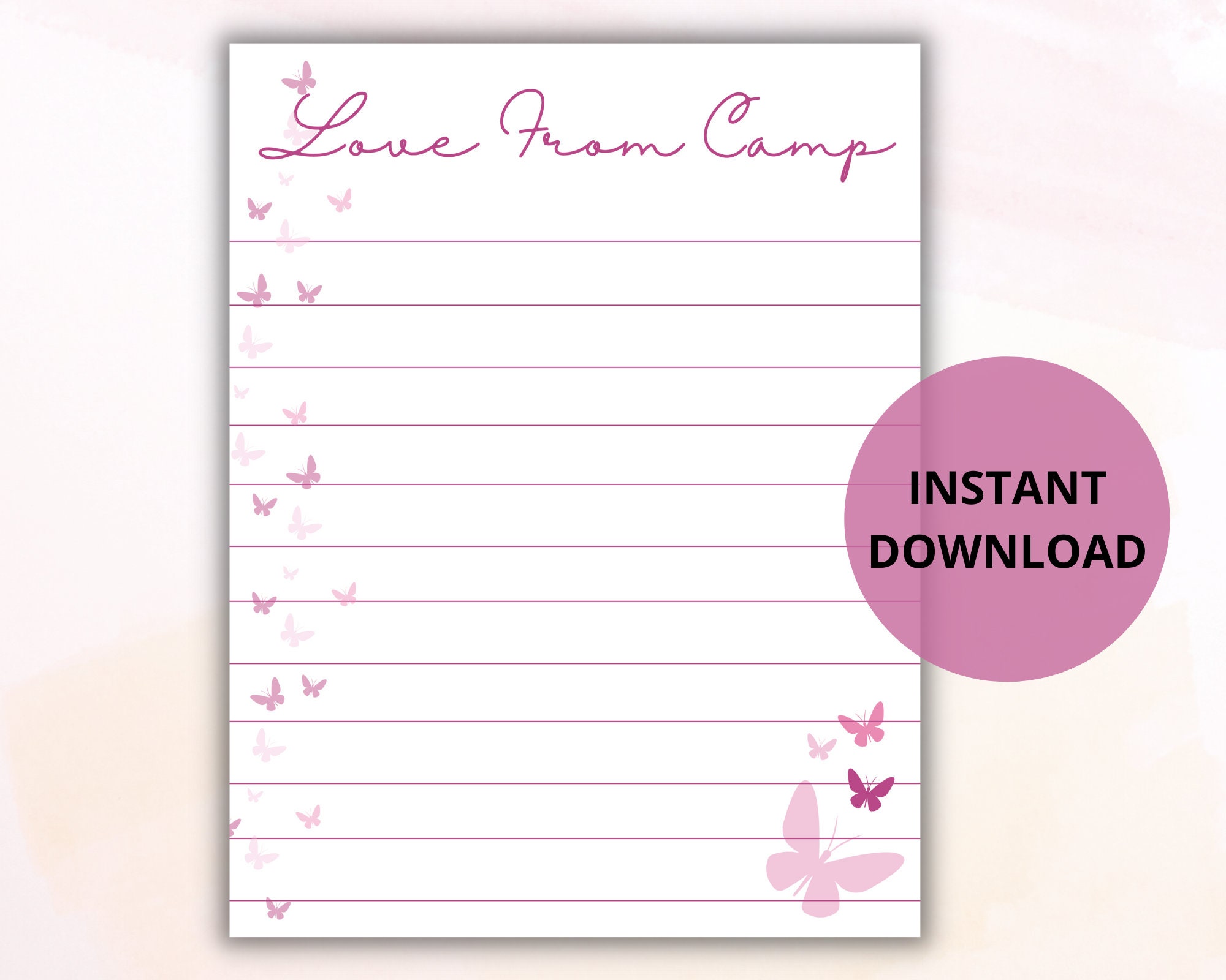 Letter From Camp | Butterfly Design | Fill in Blank Camp Letters ...