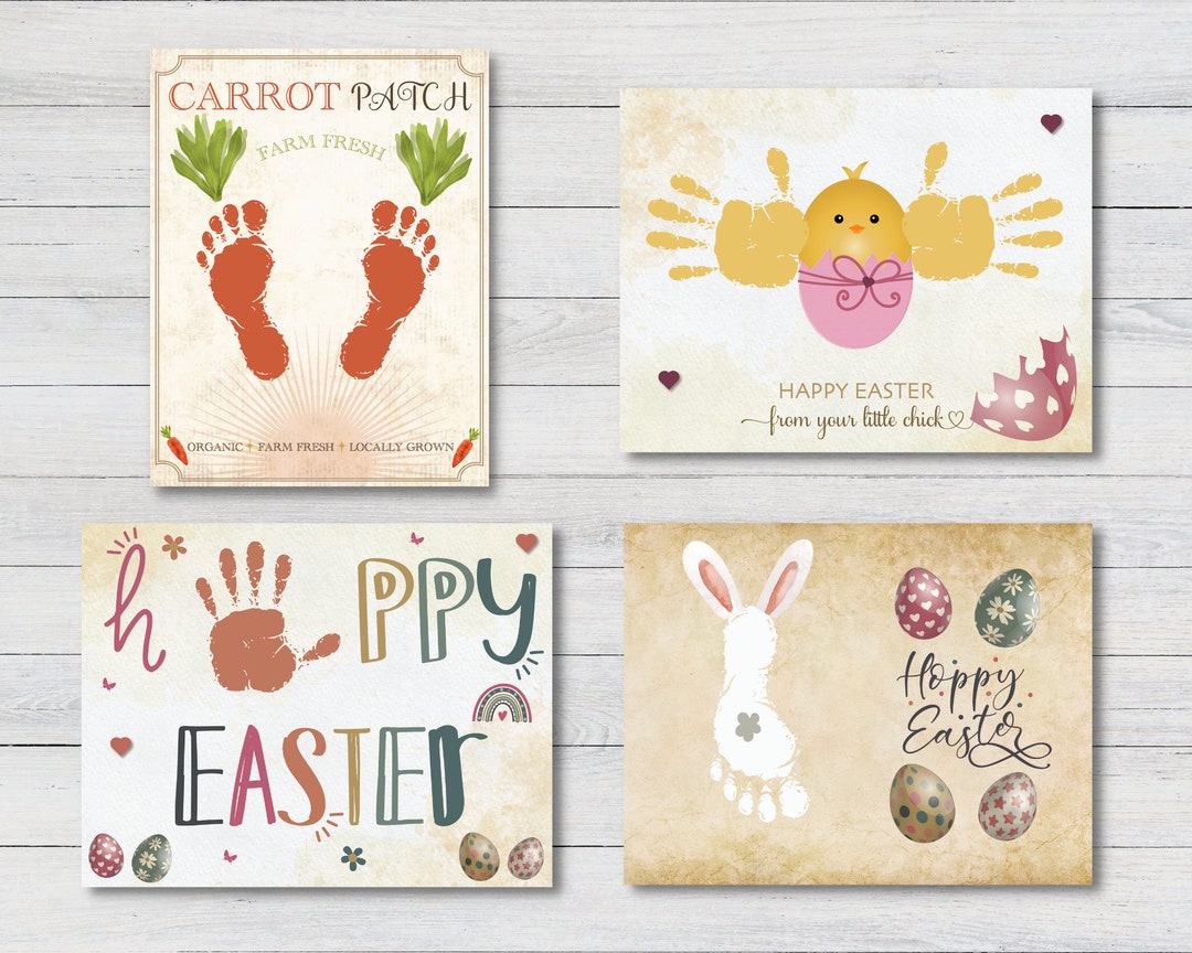 Set of 4 Easter Handprints Footprints Bundle Art Activity, Baby Toddler ...