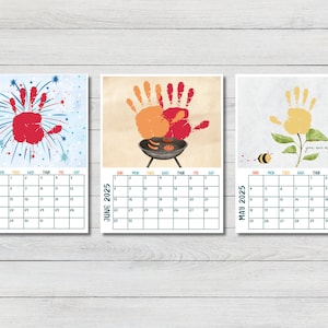 2025 12 Month Handprint Calendar, DIY Kid Toddler Baby Craft, Calendar ...