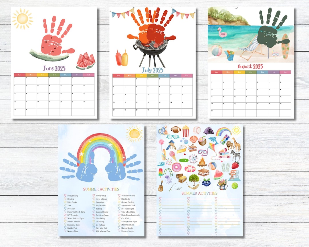 Calendario de verano de junio, julio y agosto de 2025: manualidades ...