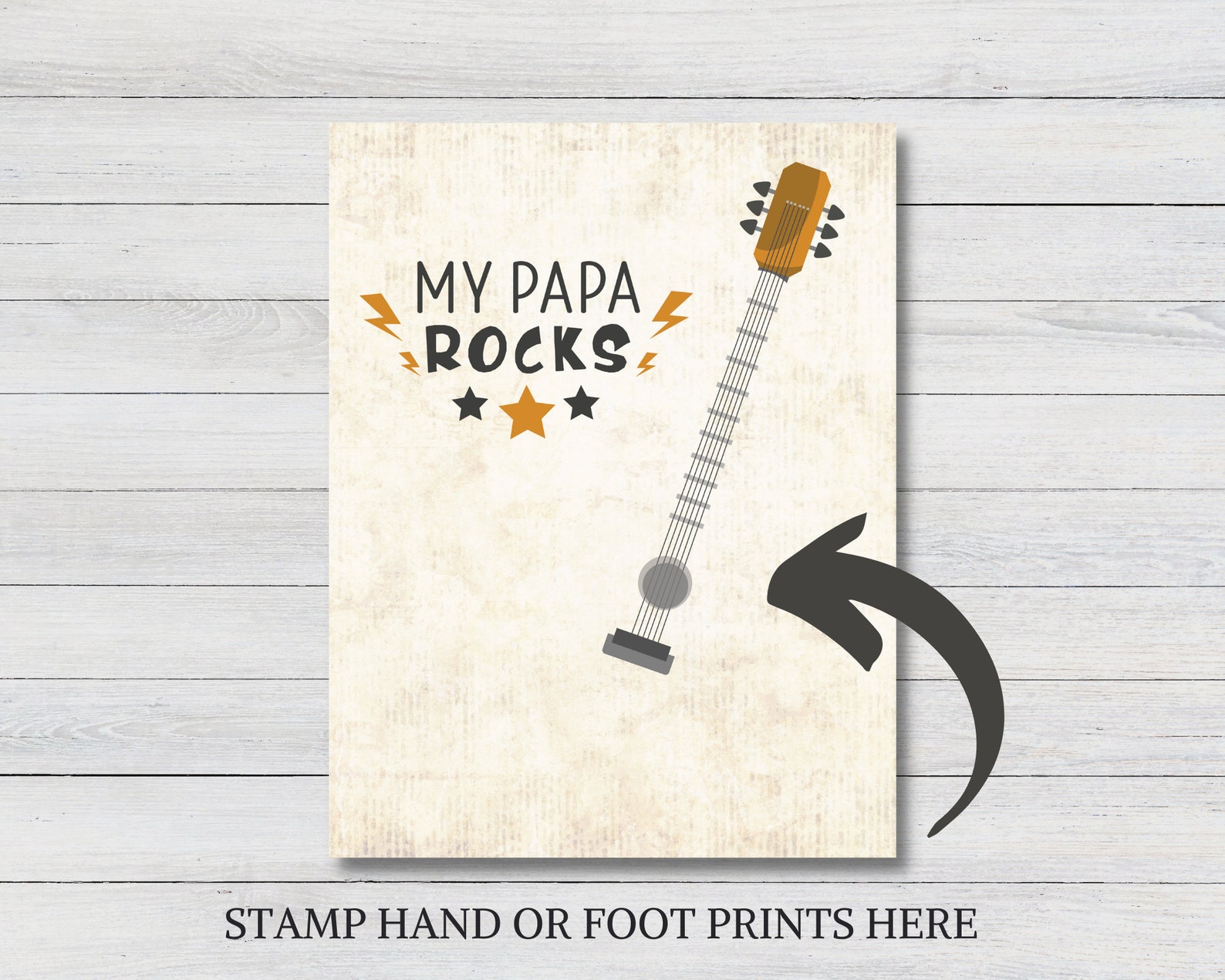 My Papa Rocks Guitar Handprint Art Craft Gift for Dad DIY - Etsy