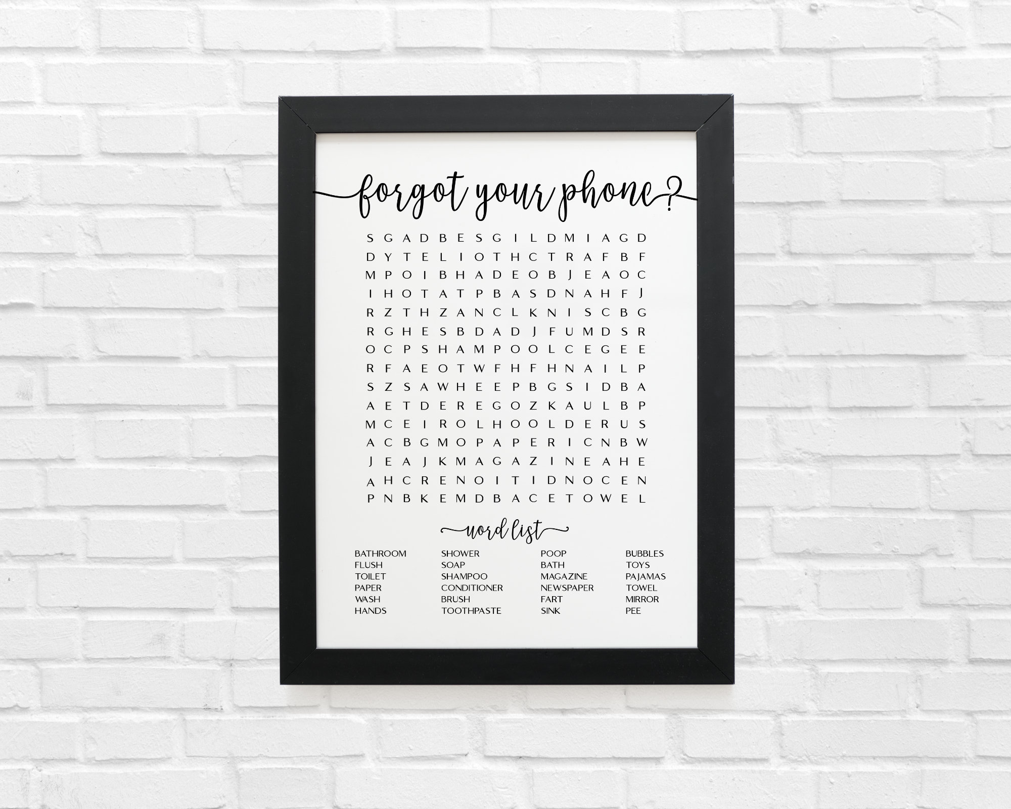 Bathroom Word Search Wall Art Bathroom Wall Decor Word Find - Etsy