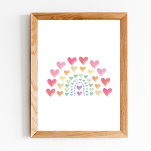 Water Color Rainbow Heart Art Print | Rainbow Nursery Decor | Nursery ...
