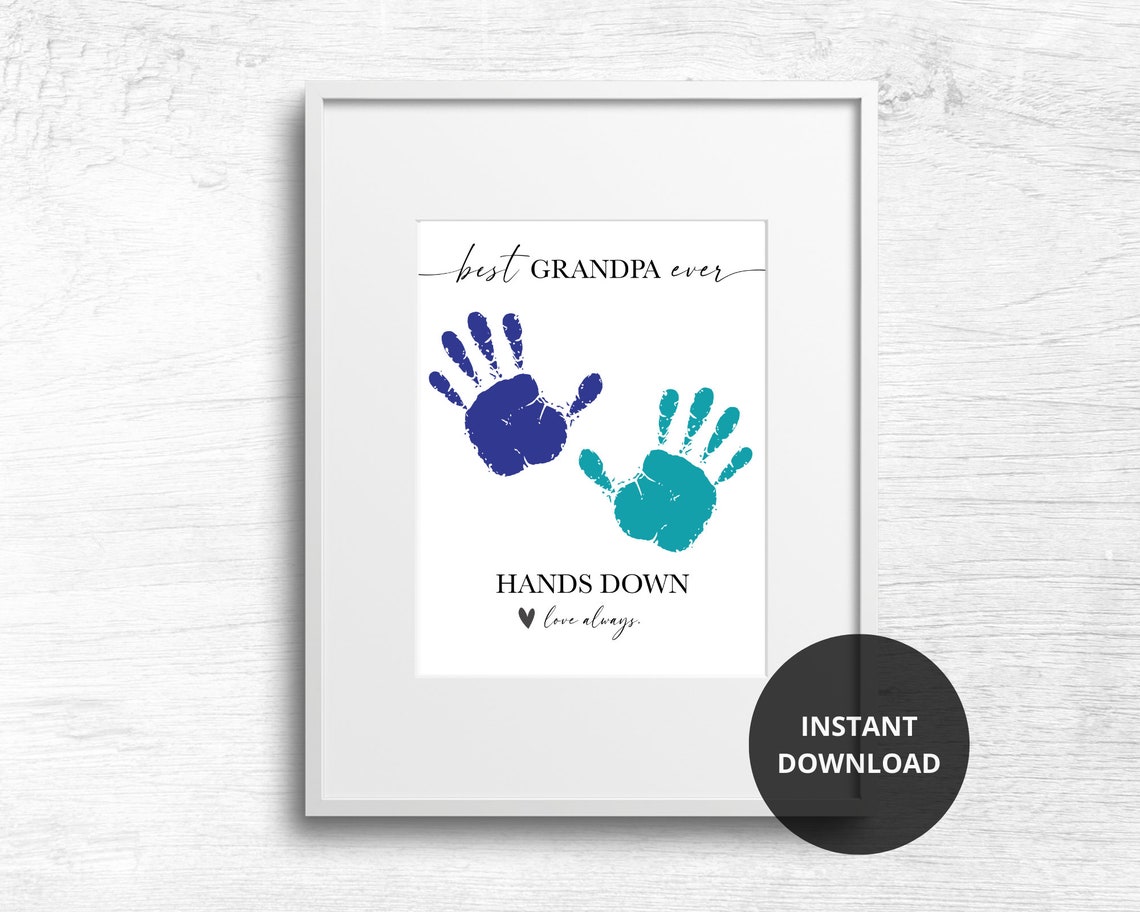 Best Grandpa Ever Hands Down Handprint Craft Baby Toddler - Etsy