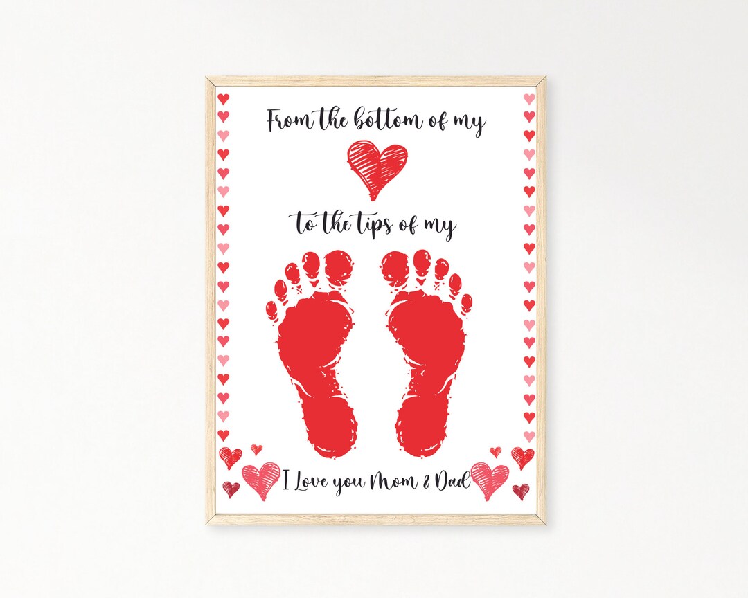 I Love You Mom and Dad Valentine's Day Handprint Art Printable Card ...