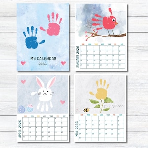 2026 12 Month Handprint Calendar, DIY Kid Toddler Baby Craft, Calendar ...