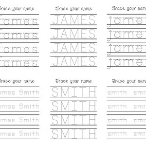 Six Page Name Trace Worksheet Bundle | First Name | Last Name | Digital ...