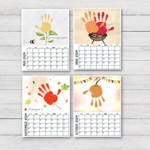 2024 12 Month Handprint Calendar, DIY Kid Toddler Baby Craft, Calendar ...