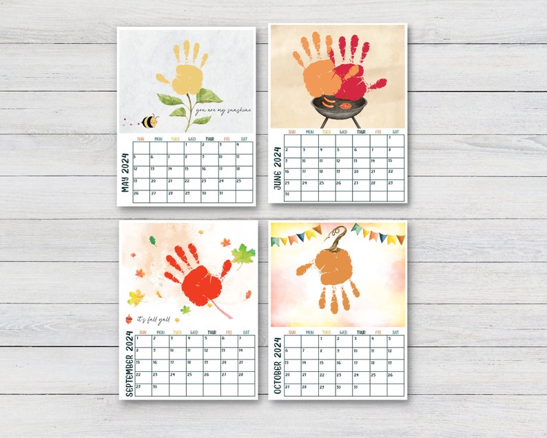 2024 12 Month Handprint Calendar DIY Kid Toddler Baby Craft - Etsy UK