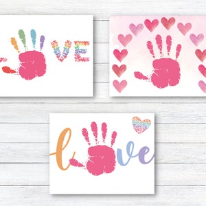 Set of 3 Valentine's Day Handprint Art Bundle, DIY Kids Craft ...