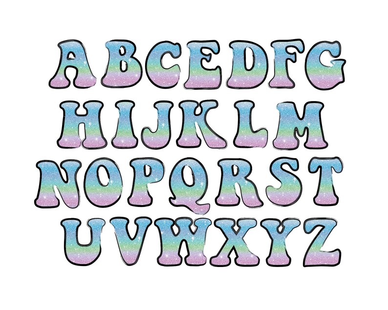 Ombre Glitter PNG Letters Printable PNG Abc's Girls Png - Etsy