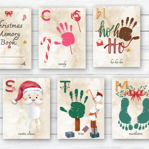 Set of 9 Christmas Handprint Art Bundle, DIY Kids Craft, Christmas ...