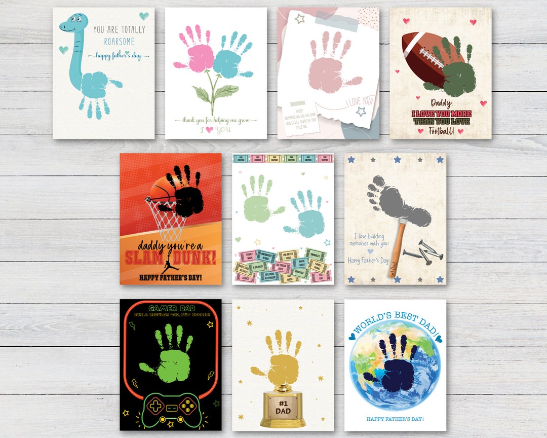 Set of 10 Father's Day Bundle Handprints, Baby Toddler Kids Art Crafts ...