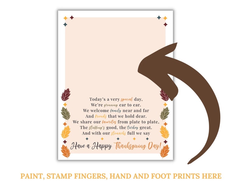 Set of 6 Thanksgiving Handprint Art Bundle, DIY Kids Crafts, Turkey ...