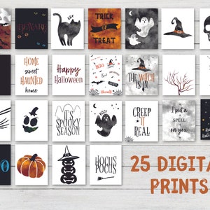 Set of 25 Halloween Printable Gallery Wall Art Bundle, Halloween Art ...