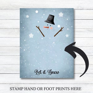 Let It Snow Christmas Footprint Art, DIY Kids Craft, Christmas ...