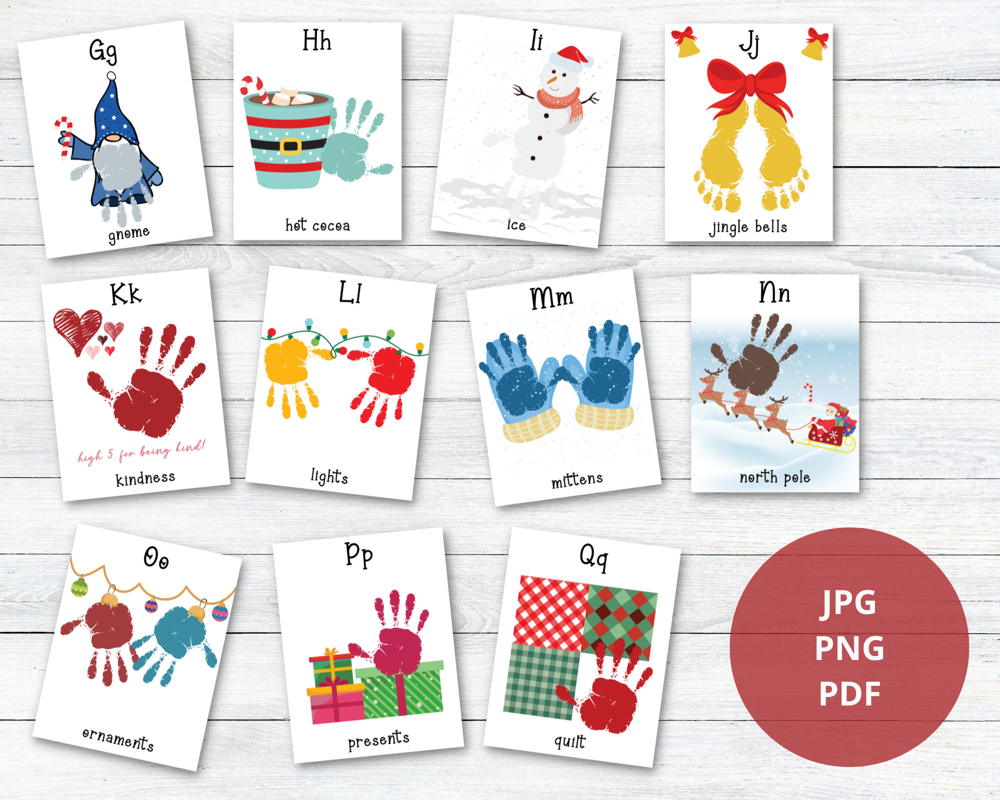 Christmas Handprints Kids Crafts Footprints Printables DIY - Etsy