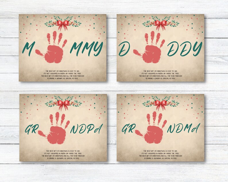Set of 4 Christmas Handprint Art Bundle DIY Kids Craft - Etsy