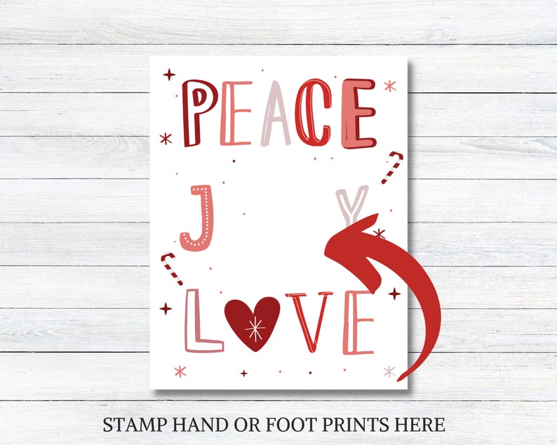 Peace Joy Love Handprint Art Xmas Printable Christmas Craft - Etsy