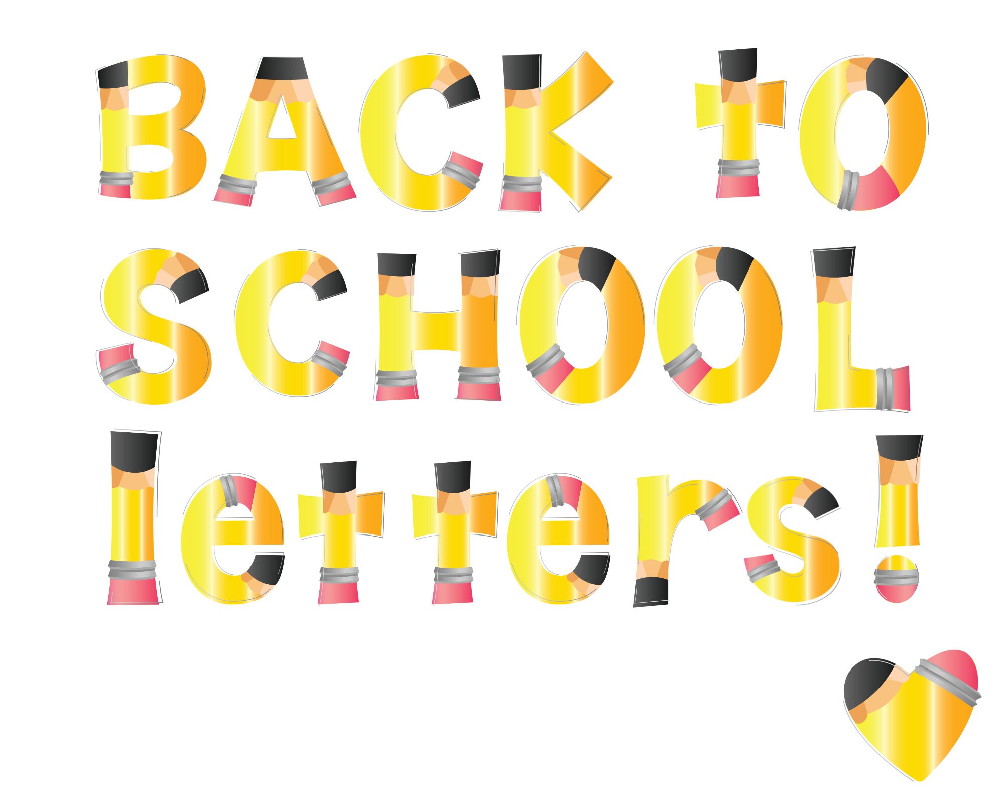 Back to School Pencil PNG Letters School Pack Back to School - Etsy