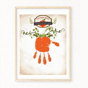 Pumpkin Patch Handprint Art, Baby Toddler Kid Art Craft, DIY Fall Craft ...