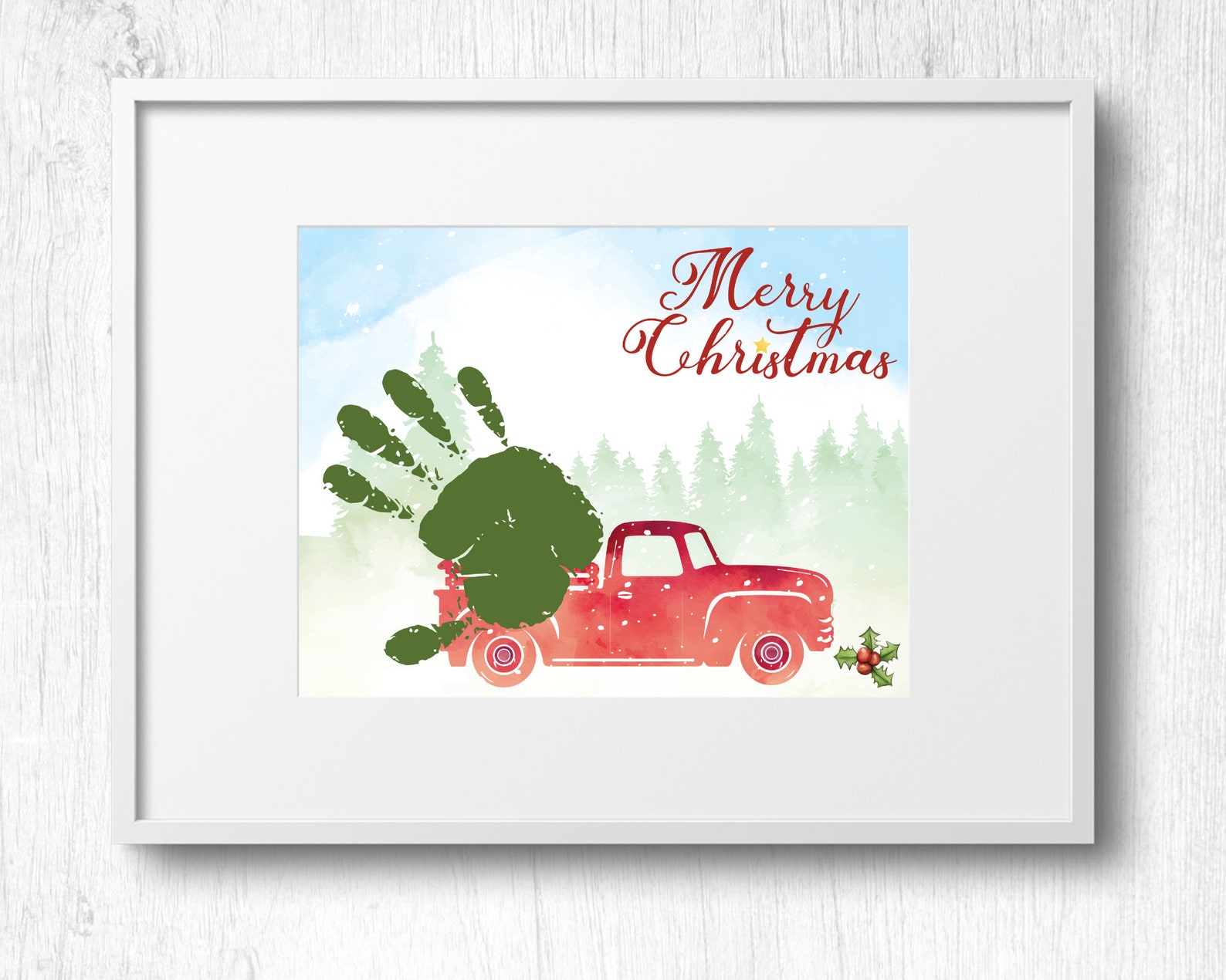 Christmas Handprint Art, DIY Kids Craft, Watercolor Christmas Handprint ...