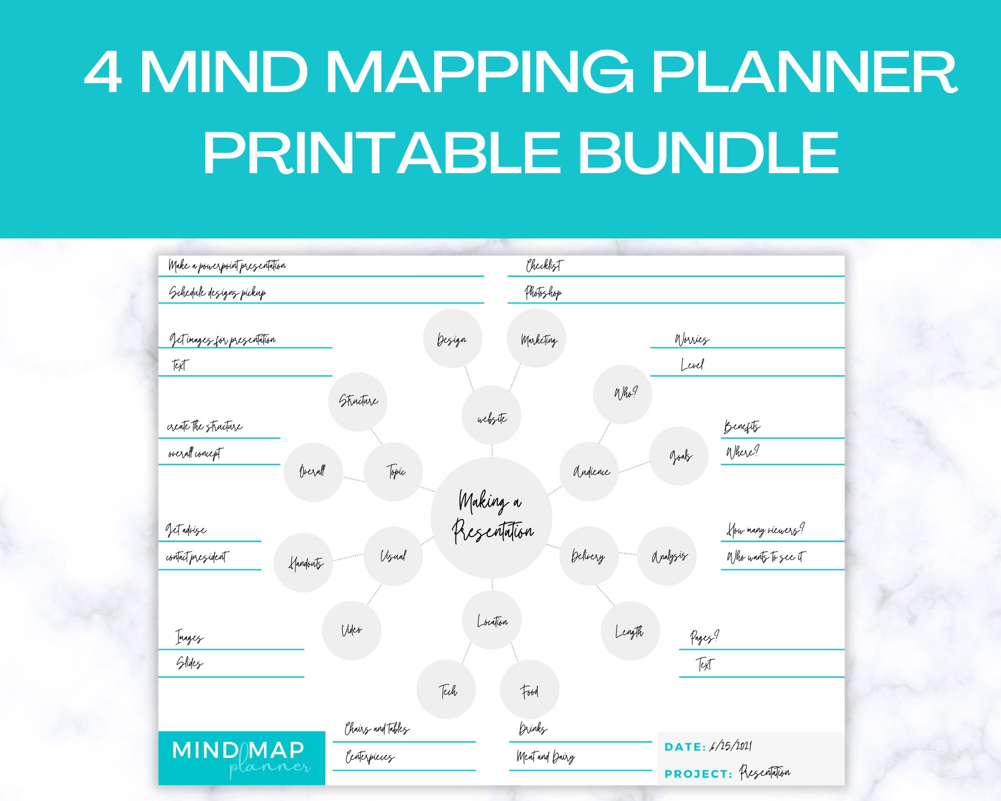 Printable Mind Mapping Planner Visual Planner Mind Map - Etsy
