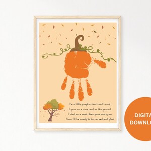 Pumpkin Handprint Art, DIY Kids Crafts, Thanksgiving Handprint Keepsake ...