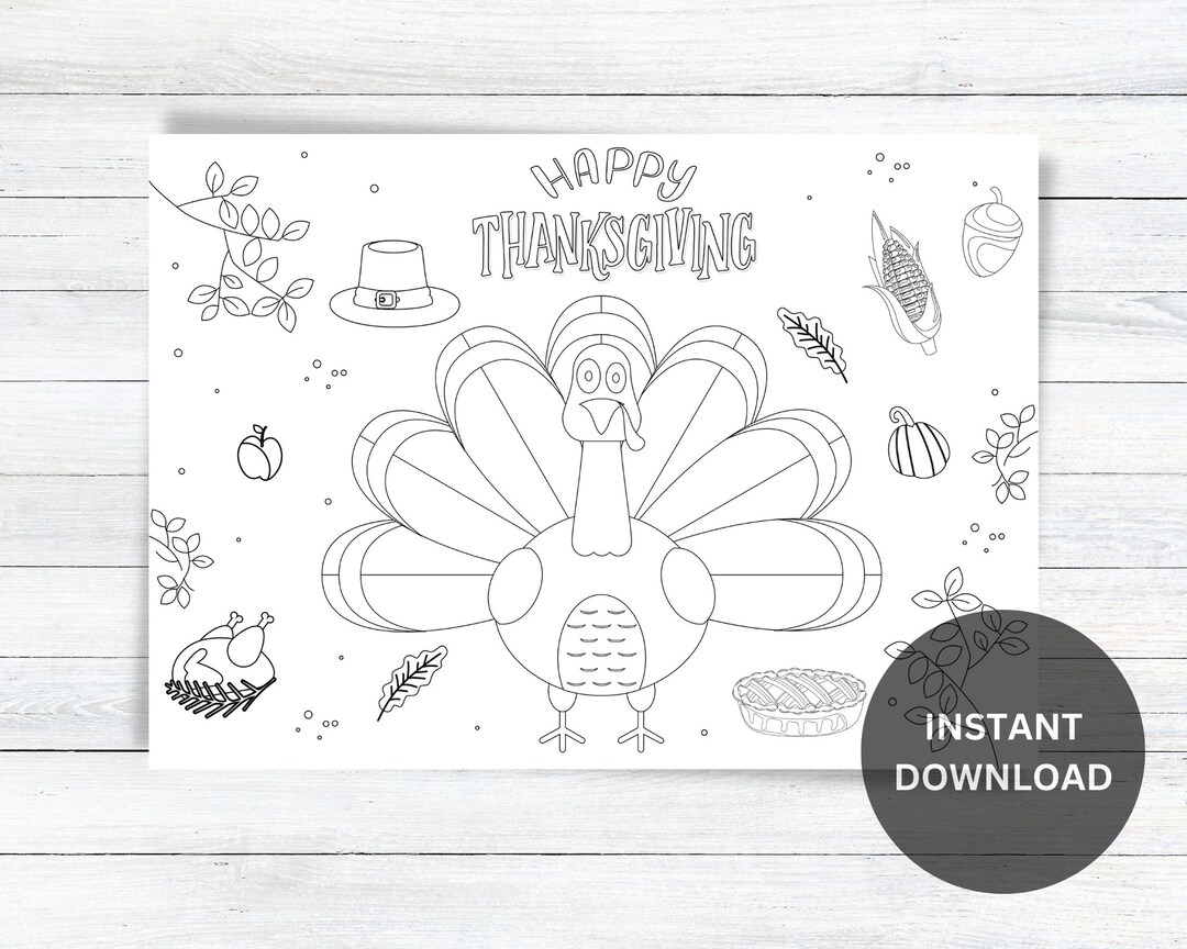 Thanksgiving Coloring Page Printable, Turkey Coloring Activity ...
