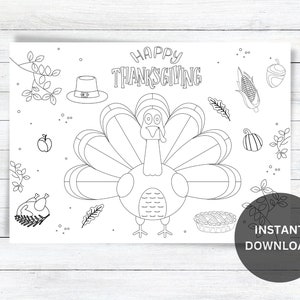 Thanksgiving Coloring Page Printable, Turkey Coloring Activity ...