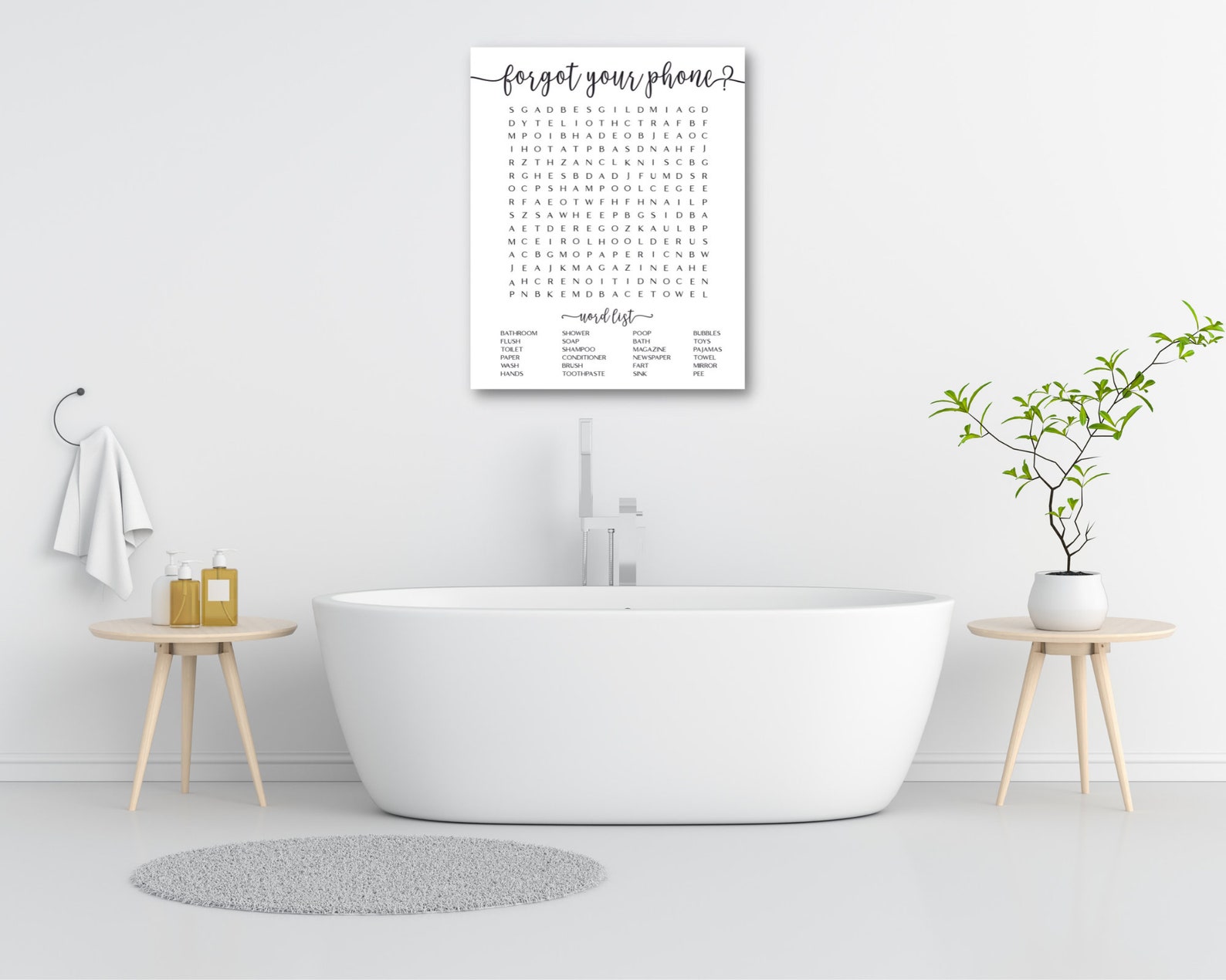Bathroom Word Search Wall Art Bathroom Wall Decor Word Find - Etsy